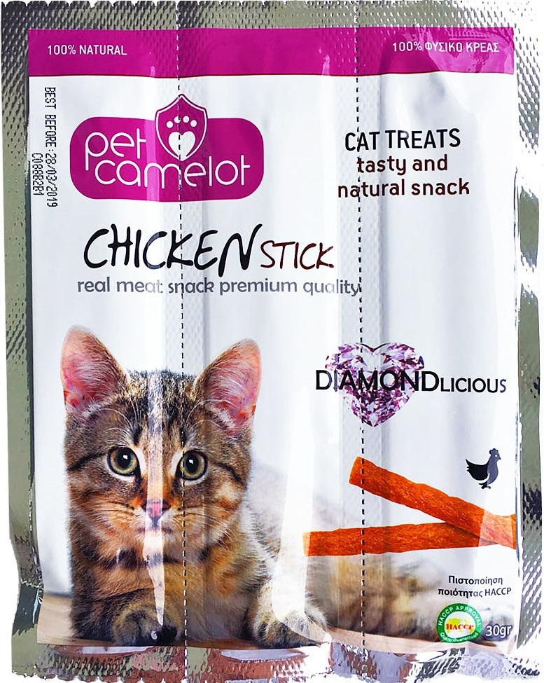 Pet Camelot Chicken Sticks Λιχουδιές με Κοτόπουλο για Γάτα 30gr | Skroutz.gr