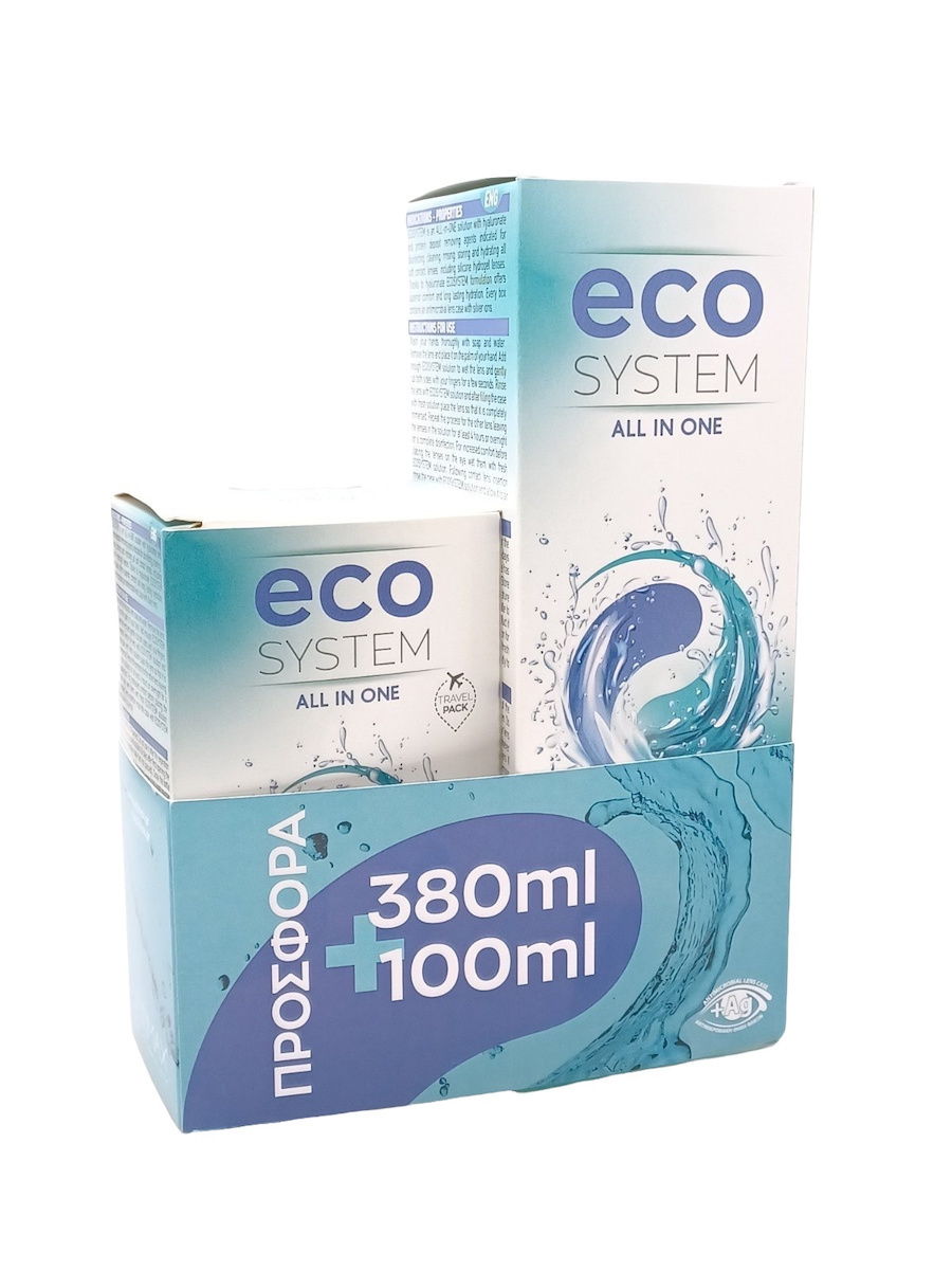 Optimax ECOsystem All In One Υγρό Φακών Επαφής 380ml & 100ml | Skroutz.gr