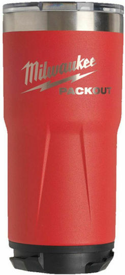 Milwaukee Packout Ποτήρι Θερμός Ανοξείδωτο 591ml Κόκκινο με Επιστόμιο ...