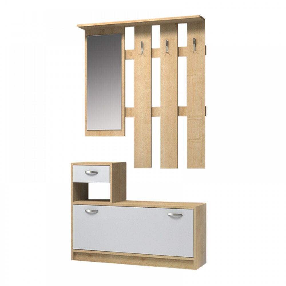 Raynold Έπιπλο Εισόδου με Καθρέπτη / Κρεμάστρα & Παπουτσοθήκη Φυσικό ...