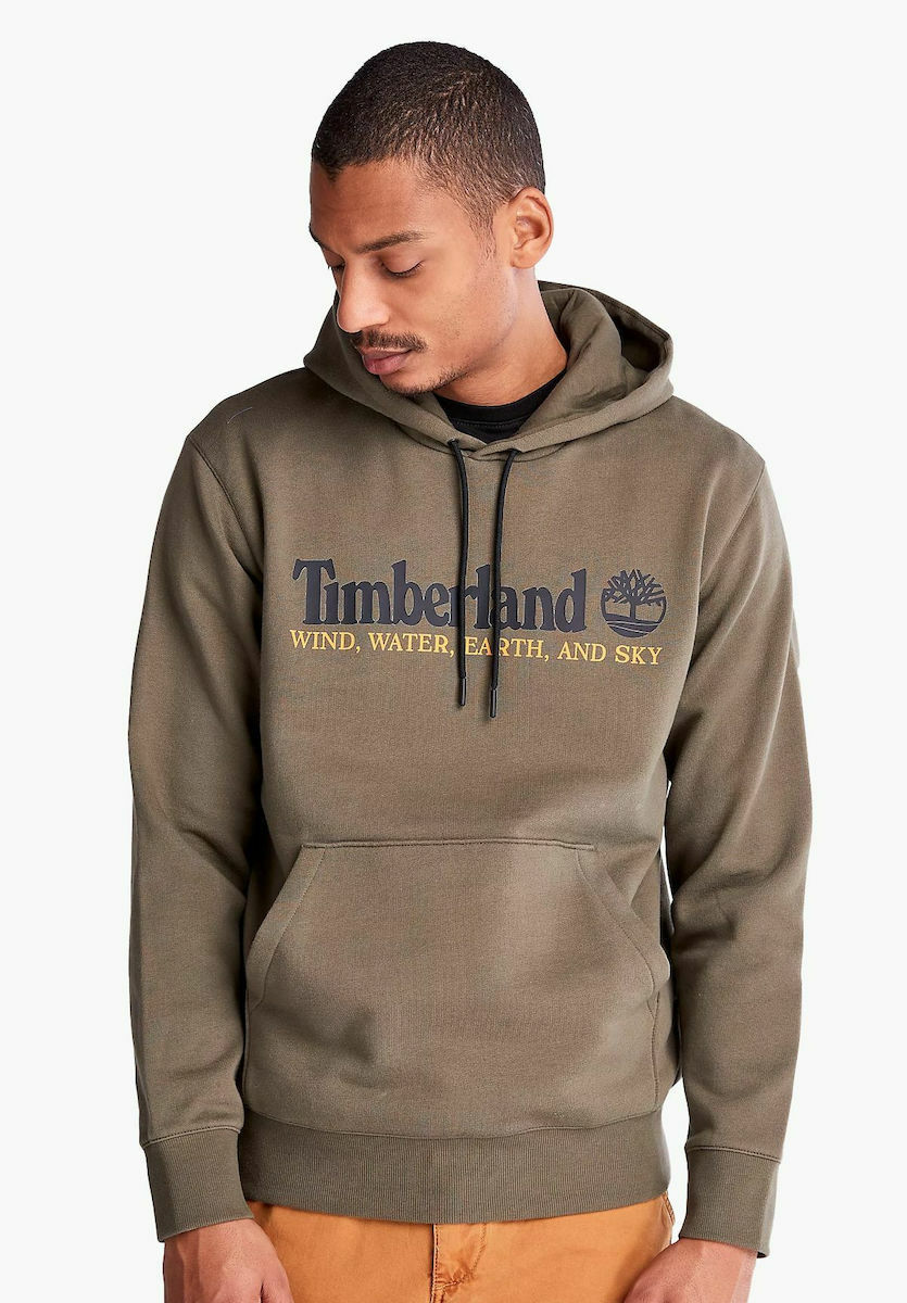 Timberland Ανδρικό Φούτερ με Κουκούλα και Τσέπες Χακί A27HN-581 ...