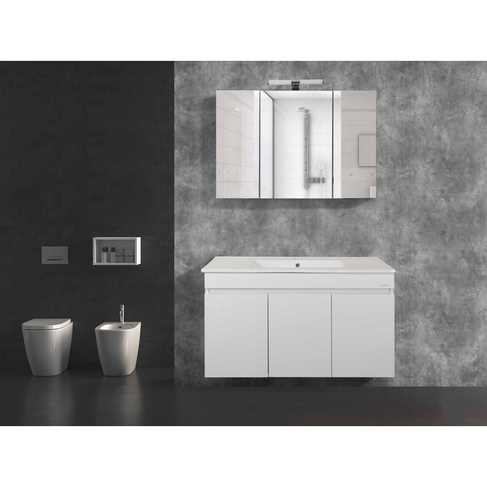 Martin Omega 100 9SOM100WHMW Πάγκος με Νιπτήρα & Καθρέπτη ...