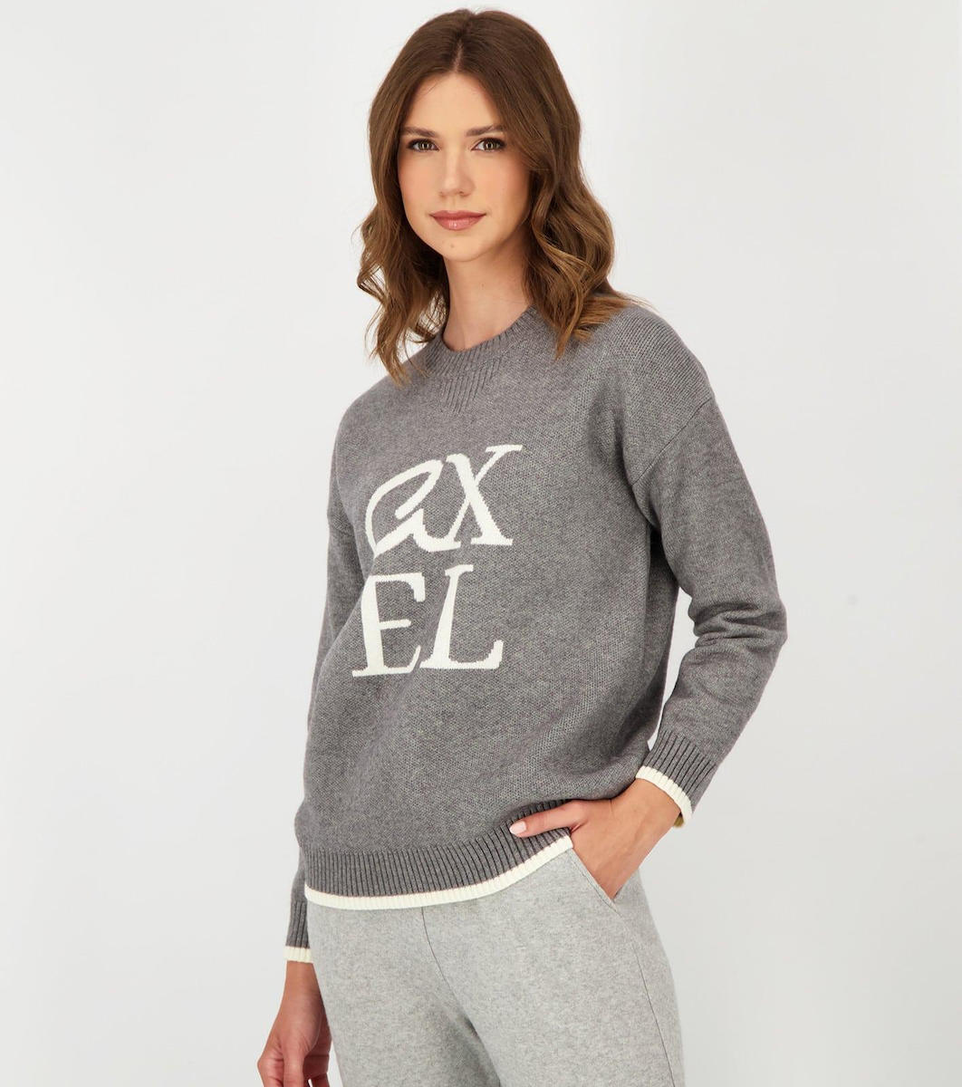 Axel 1400-0118 Μακρυμάνικο Γυναικείο Πουλόβερ Γκρι | Skroutz.gr