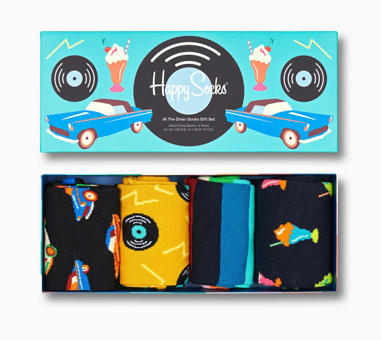 Happy Socks Pack Diner Gift Set Ανδρικές Κάλτσες Πολύχρωμες 4Pack ...