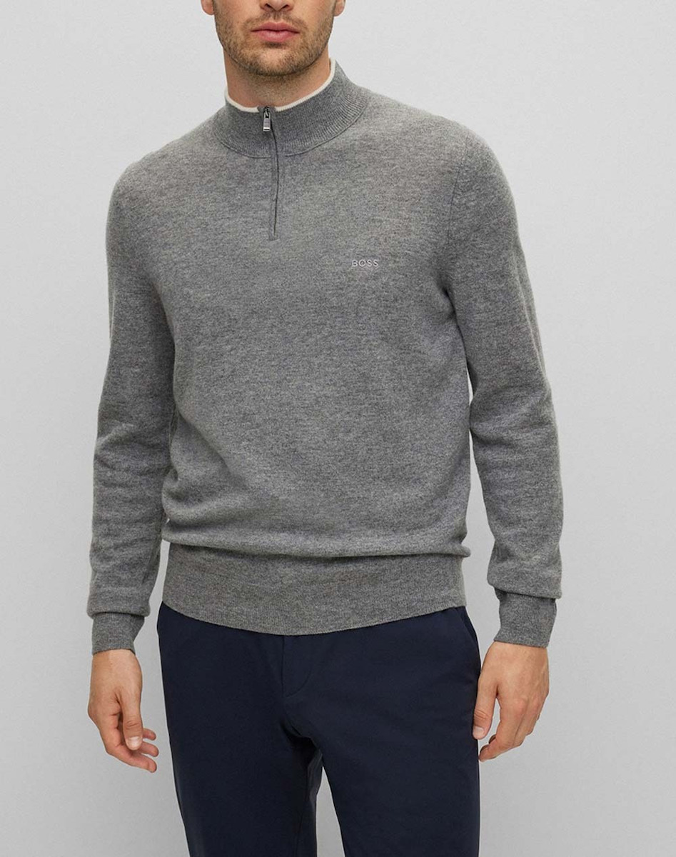 Hugo Boss Ανδρική Μπλούζα με Φερμουάρ Μακρυμάνικη Γκρι 50477379-041 | Skroutz.gr