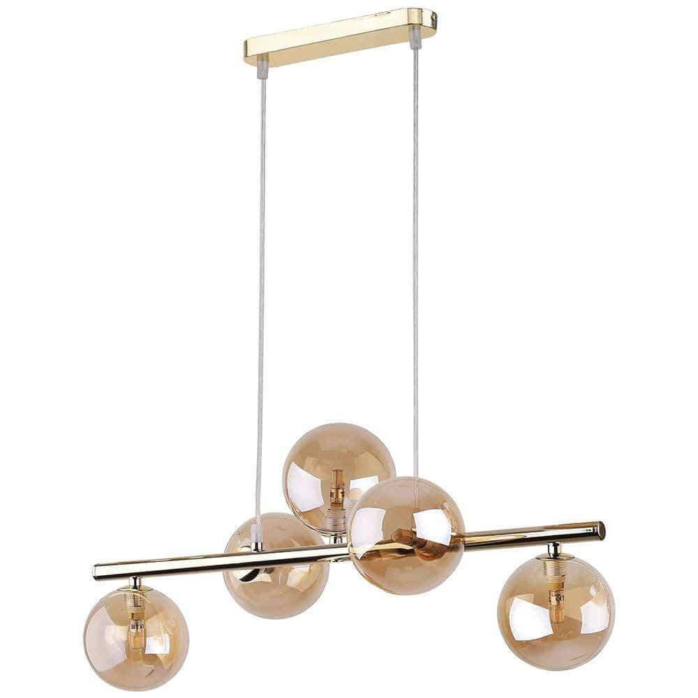 TK Lighting Estera Μοντέρνο Κρεμαστό Φωτιστικό Πολύφωτο Ράγα για 5 Λαμπτήρες G9 σε Χρυσό Χρώμα ...