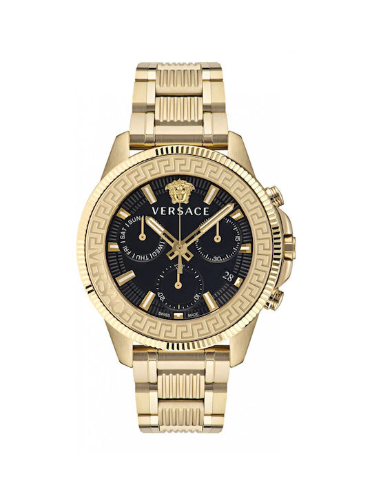 Versace Greca Action Ρολόι Μπαταρίας με Μεταλλικό Μπρασελέ σε Χρυσό ...