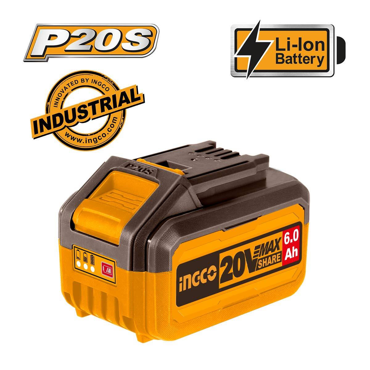 Ingco Μπαταρία Εργαλείου Λιθίου 20V με Χωρητικότητα 6Ah FBLI2060 ...