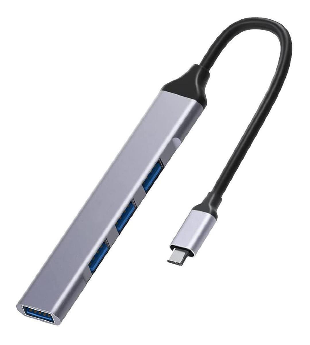 Powertech USB 3.0 Hub 4 Θυρών με σύνδεση USB-C Γκρι (PTH-079) | Skroutz.gr