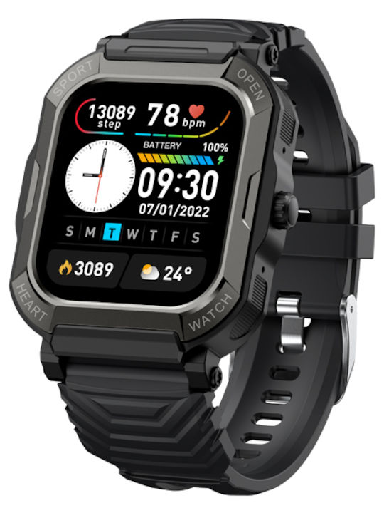 Jaga JS17 Smartwatch με Παλμογράφο (Μαύρο) | Skroutz.gr