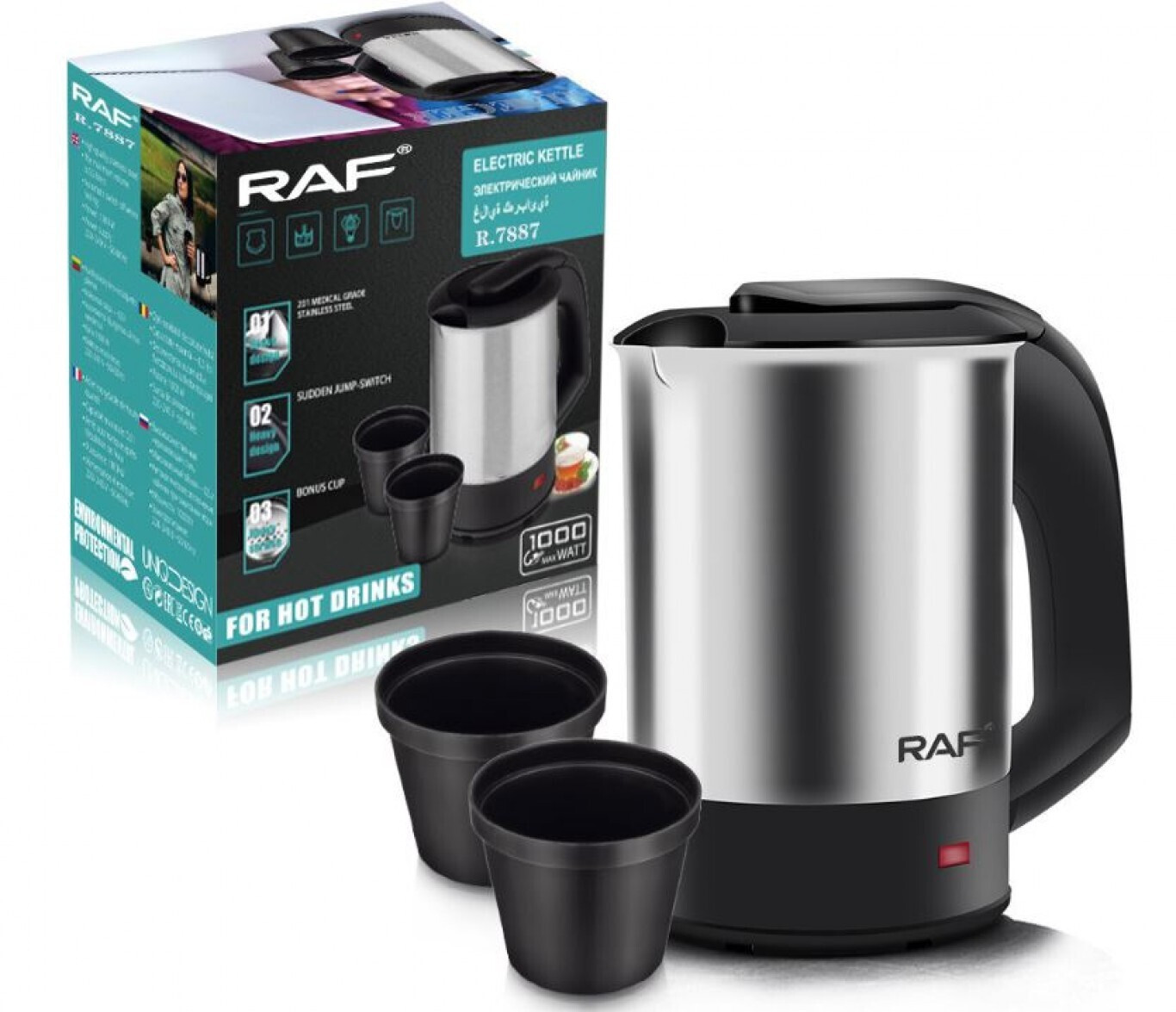 Raf Βραστήρας 500ml 1000W Ασημί R-7887 | Skroutz.gr