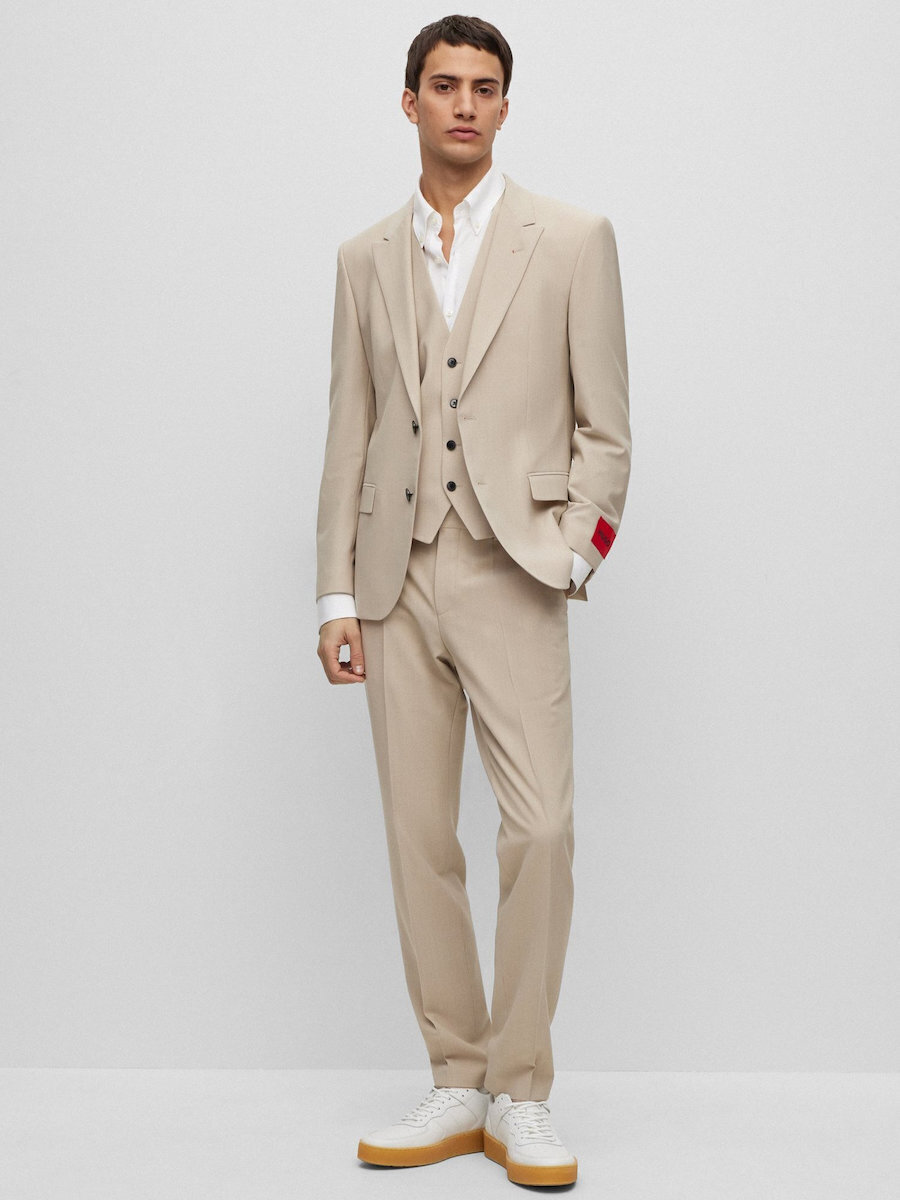 Hugo Boss Henry Getlin Ανδρικό Γαμπριάτικο Κοστούμι Μπεζ 50492244-264 ...