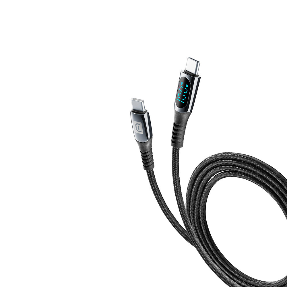Cellular Line Braided USB 2.0 Cable USB-C male - USB-C 100W Μαύρο 2m ...