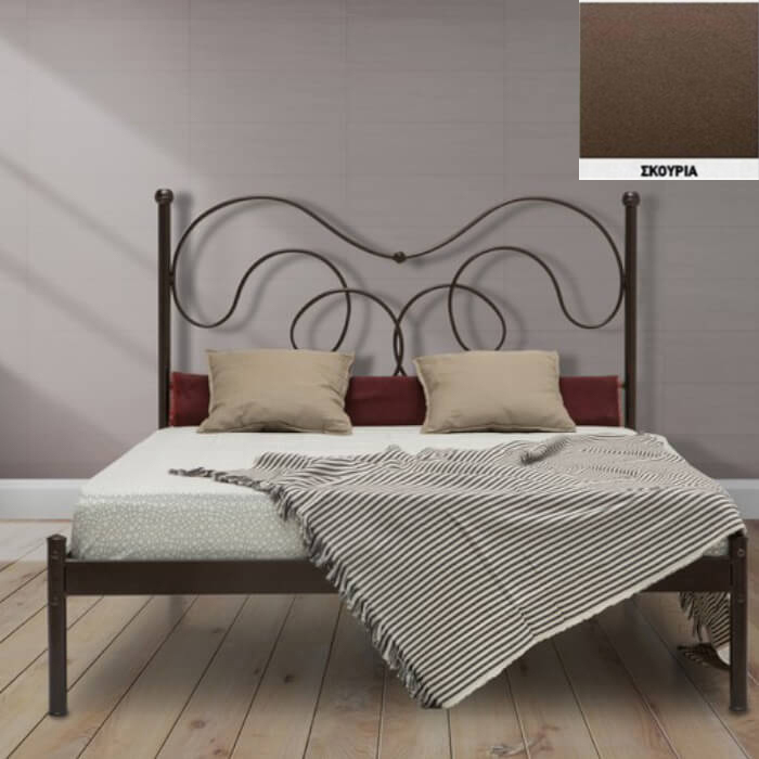 Άγης Κρεβάτι Διπλό Μεταλλικό Σκουριά για Στρώμα 140x200cm | Skroutz.gr