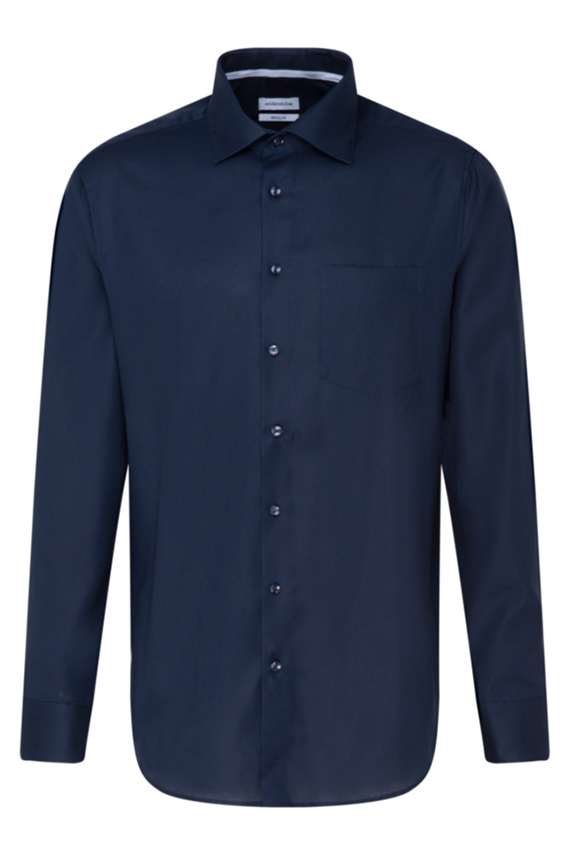 Seidensticker Ανδρικό Πουκάμισο με Κανονική Γραμμή Μακρυμάνικo Μπλε 01. ...