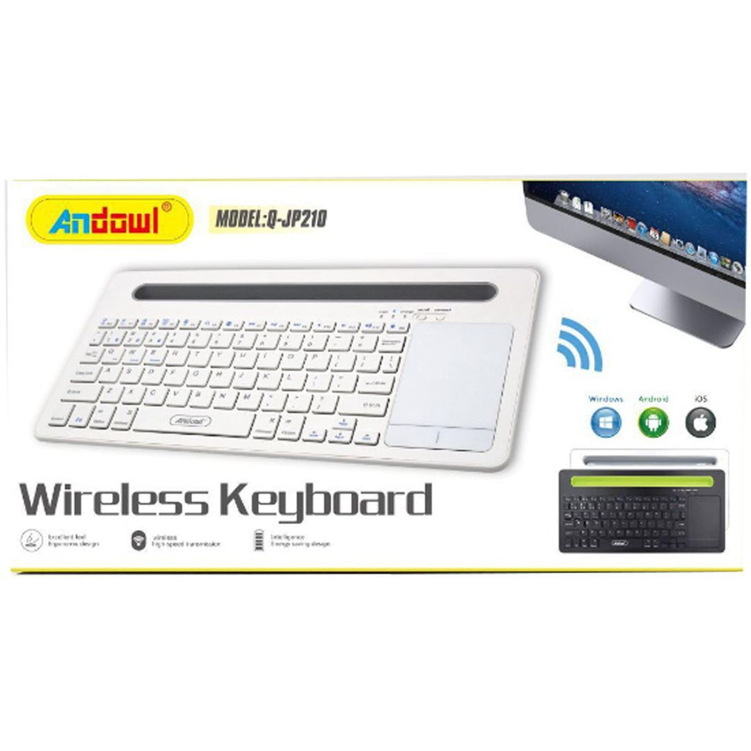 Andowl Q-JP210 Ασύρματο Bluetooth Πληκτρολόγιο με Touchpad Αγγλικό US Λευκό | Skroutz.gr