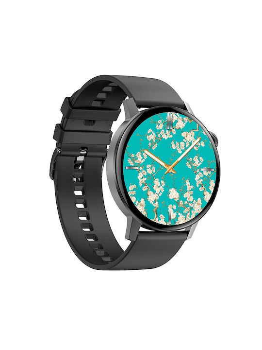 NO.1 DT3 Mini Smartwatch with Heart Rate Monitor (Μαύρη Κάσα / Μαύρο ...