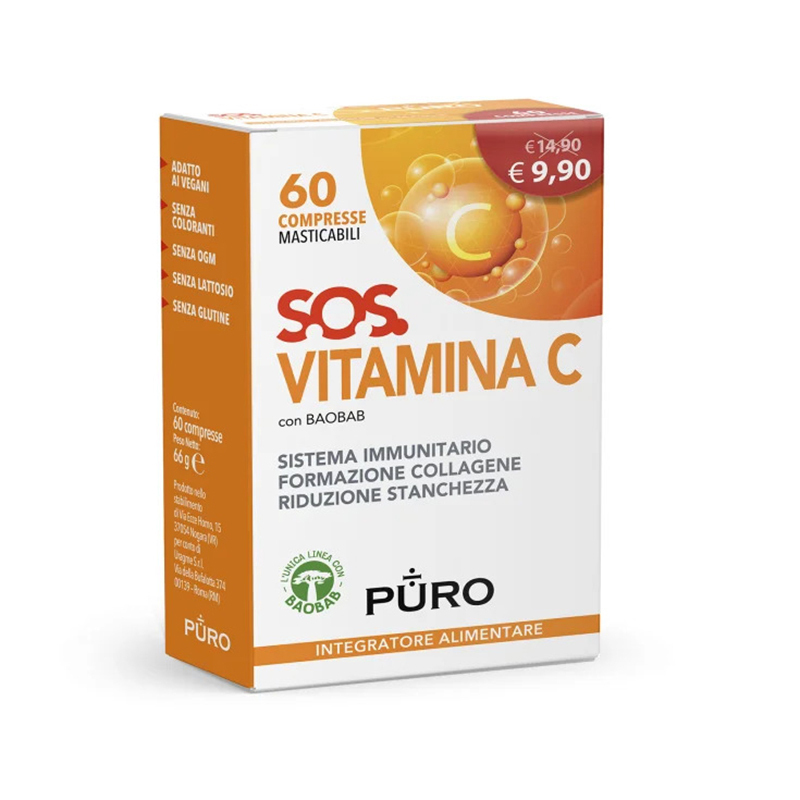 Puro Sos Vitamina C Συμπλήρωμα για την Ενίσχυση του Ανοσοποιητικού 60 ...