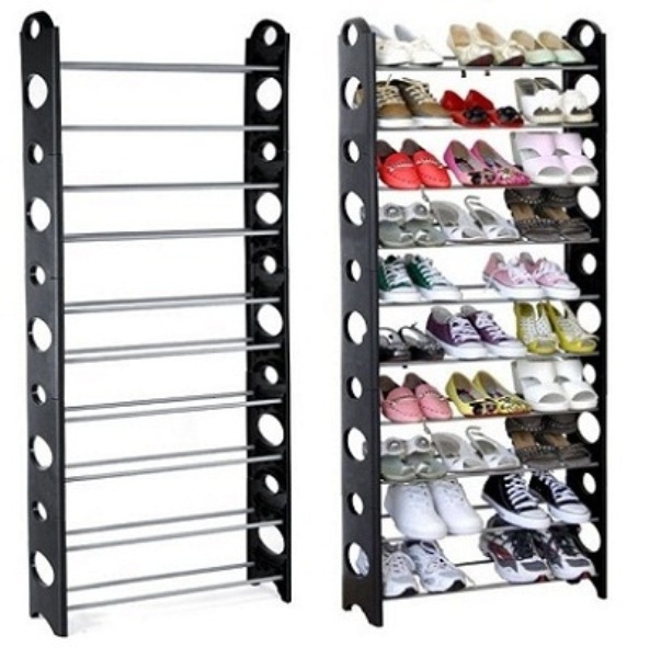 Μεταλλική Παπουτσοθήκη με 10 Ράφια Μαύρη 65x26x156cm CTK-SHOERACK156 ...