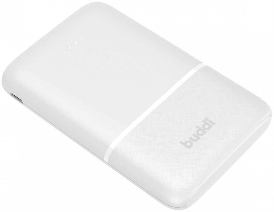 Buddi Mini Power Bank 5000mAh με 2 Θύρες USB-A και Θύρα USB-C Λευκό ...