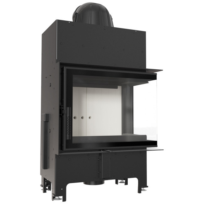 Kratki Wood Fireplace Insert Fan Heater with Right Corner Window Closed ...