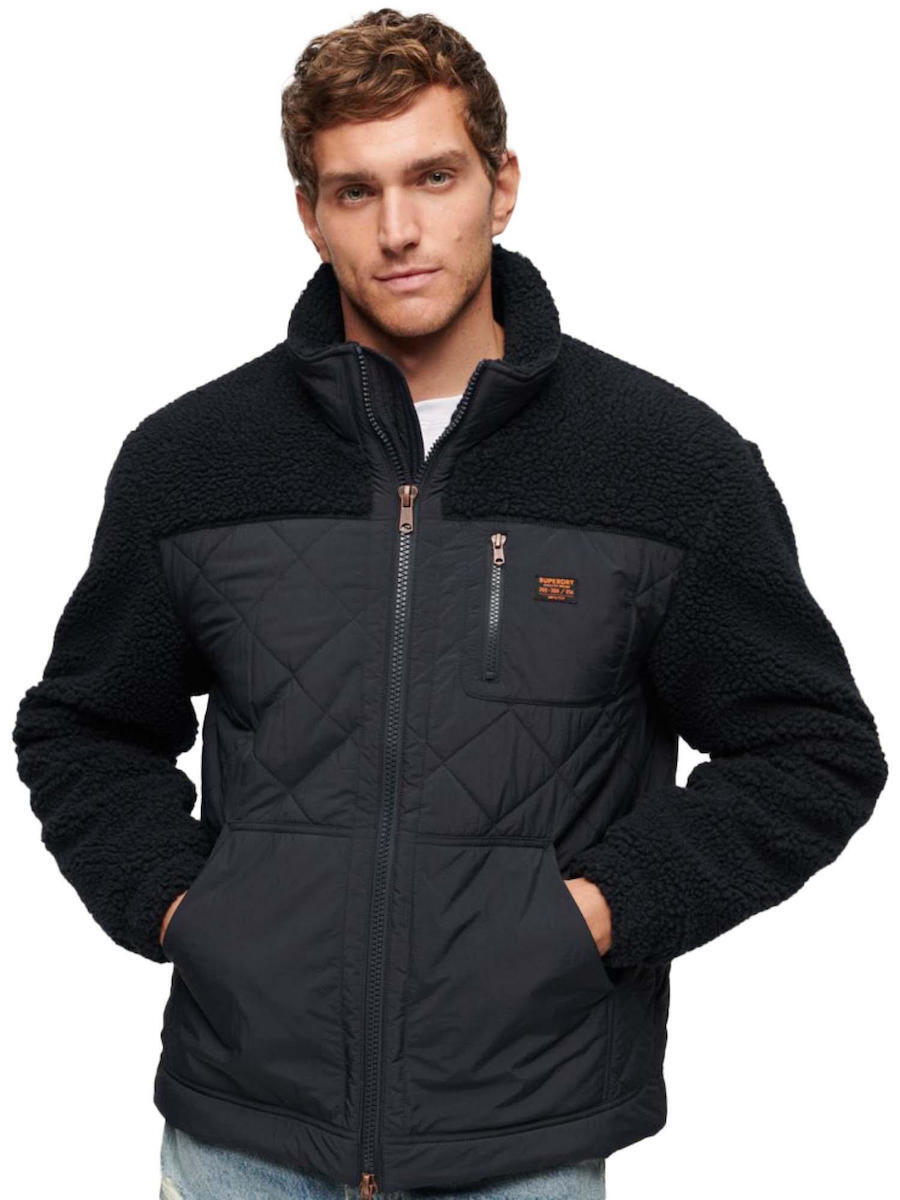 Superdry D3 Ovin Sherpa Ανδρικό Χειμωνιάτικο Μπουφάν Puffer Navy Μπλε ...