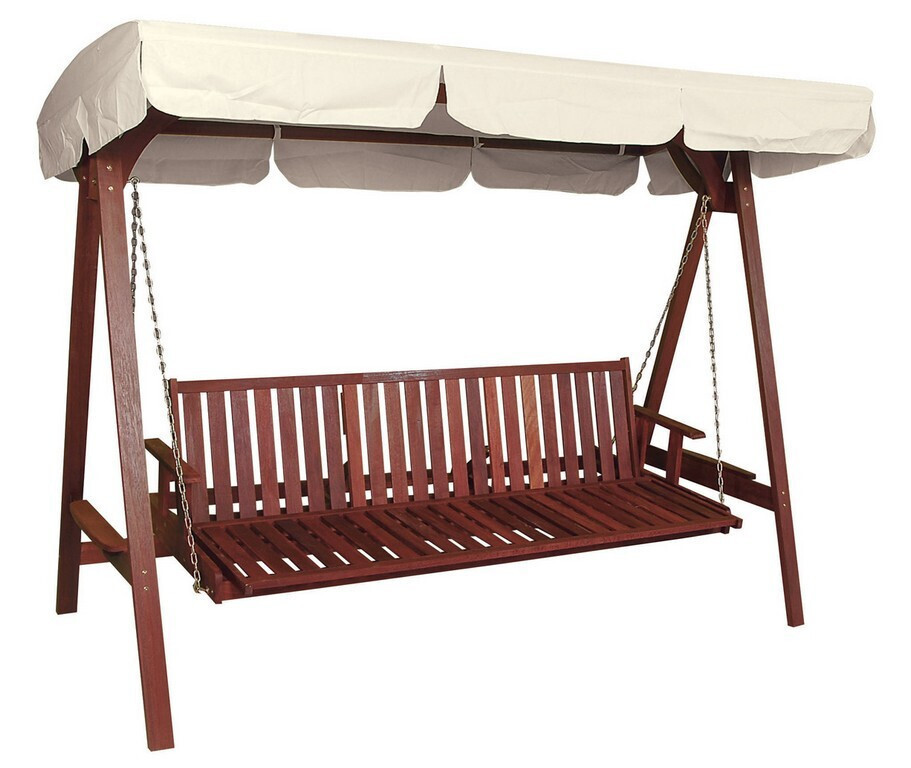 Shorea Κούνια Πολυθρόνα με Βάση και Μαξιλάρι Ξύλινη Κόκκινη Μ251.5xΠ128.5xΥ194.5cm 8066-R ...