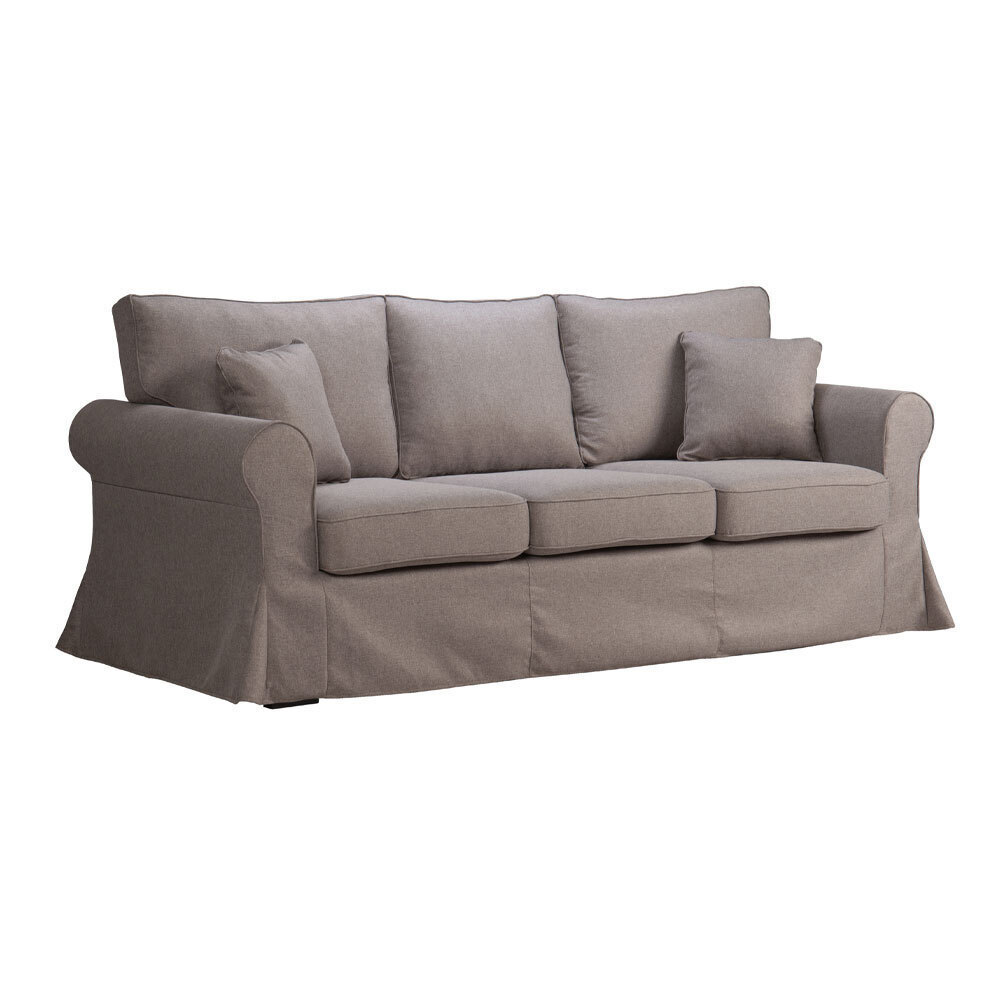 Ashley Τριθέσιος Καναπές Καφέ 215x85x95εκ. 71-0047 | Skroutz.gr