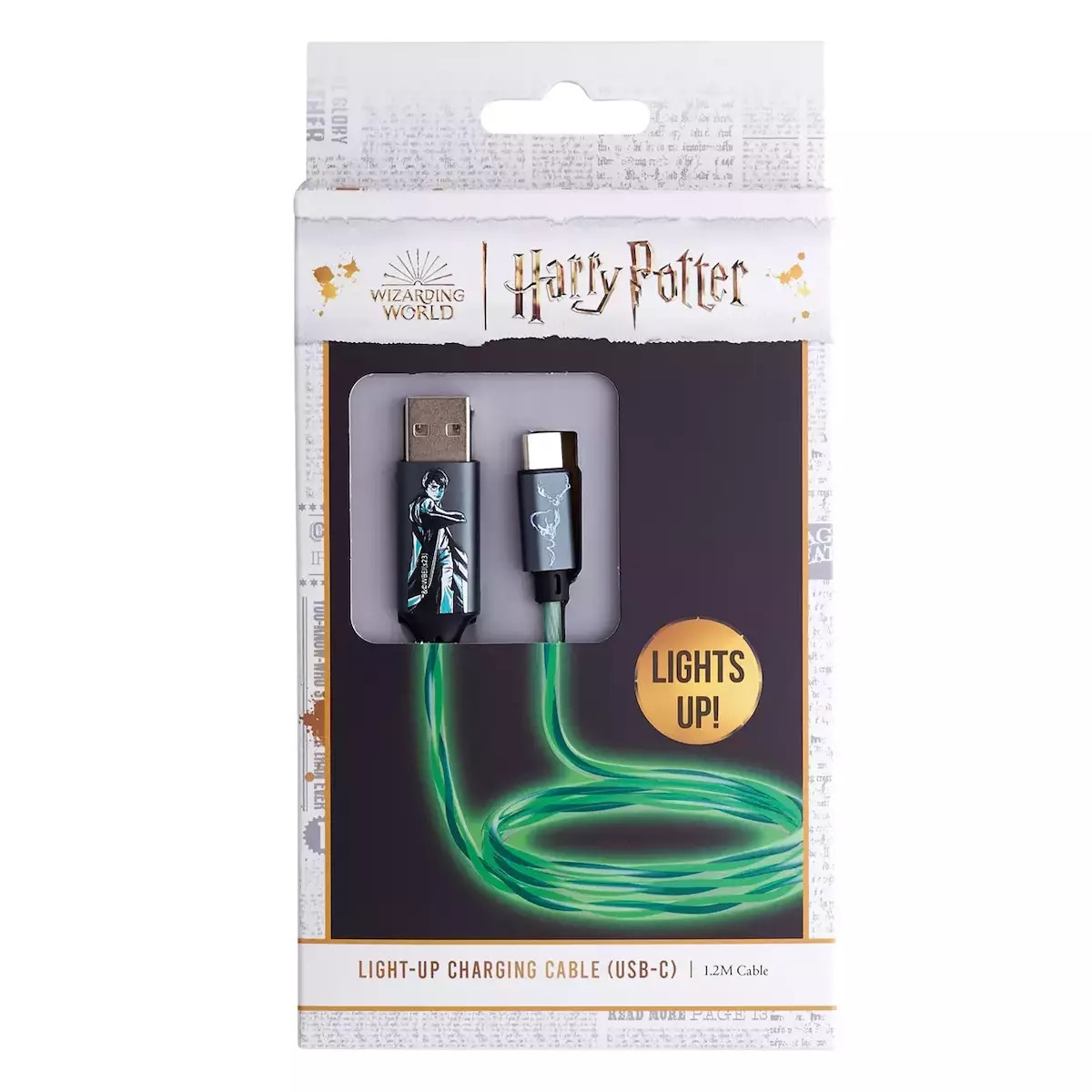 Harry Potter LED USB 2.0 Cable USB-C male - USB-A 10W Πράσινο 1.2m ...