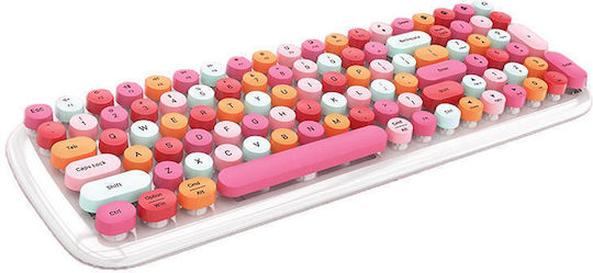 MOFII Candy Ασύρματο Bluetooth Πληκτρολόγιο Αγγλικό US Λευκό-Ροζ ...