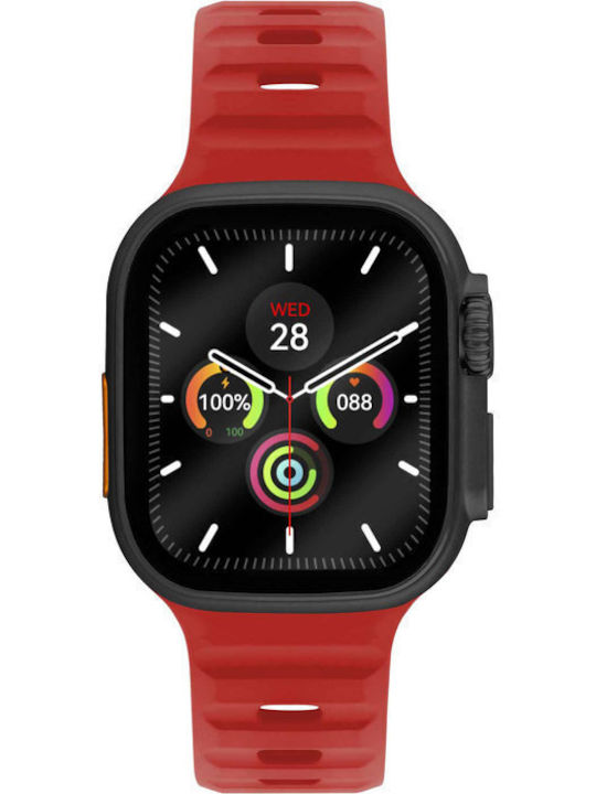 Lee Cooper Square Edge Plus Αδιάβροχο Smartwatch με Παλμογράφο (Κόκκινο ...