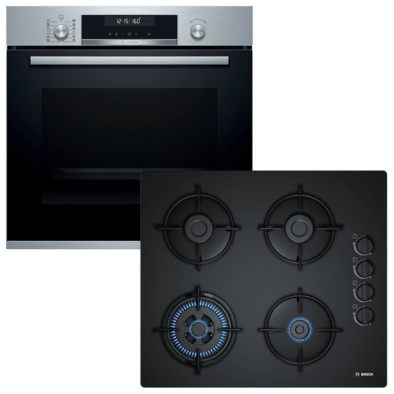 Bosch HBA578BS0 + POH6B6B10 Φούρνος άνω Πάγκου 71lt με Κεραμικές Εστίες ...