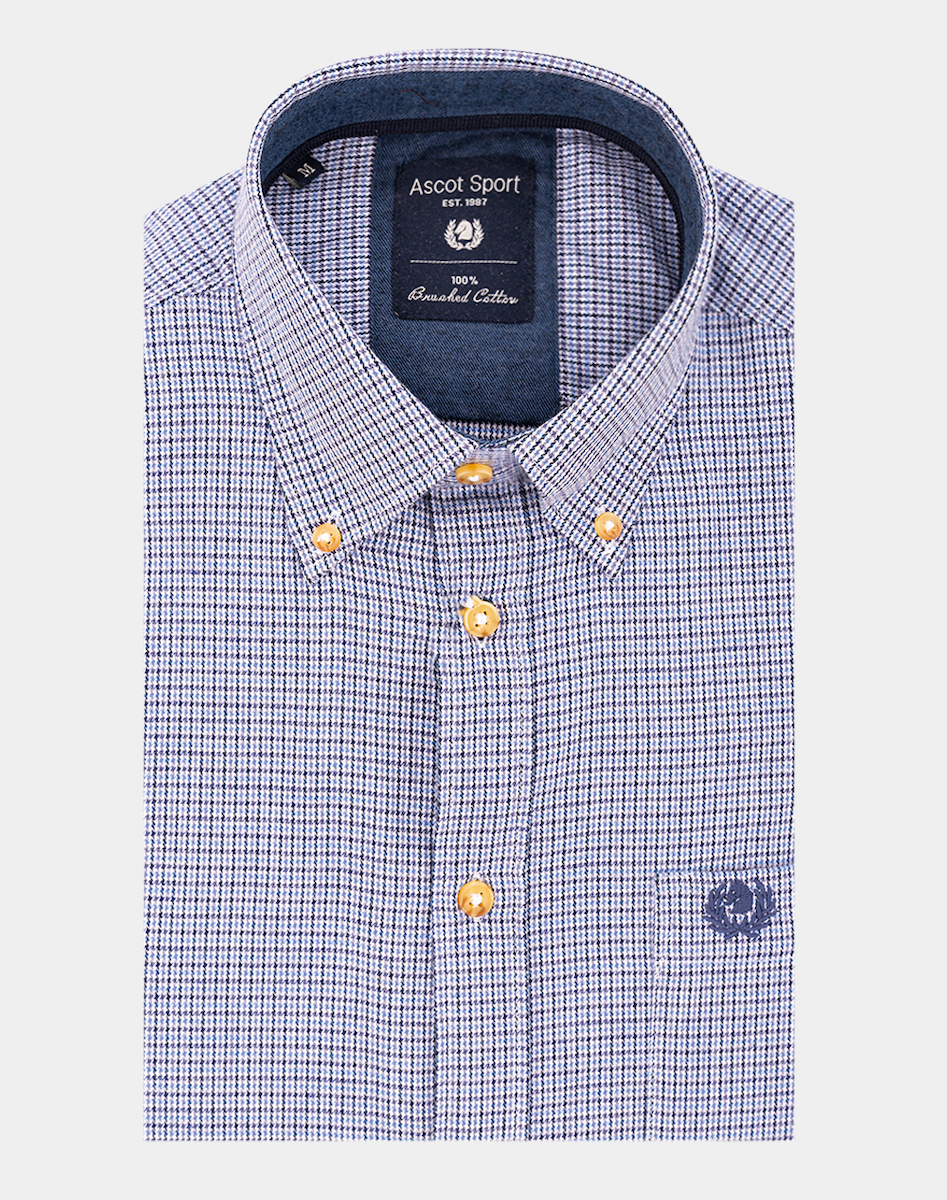 Ascott Ανδρικό Πουκάμισο Μακρυμάνικo Βαμβακερό με Κανονική Γραμμή Καρό ...