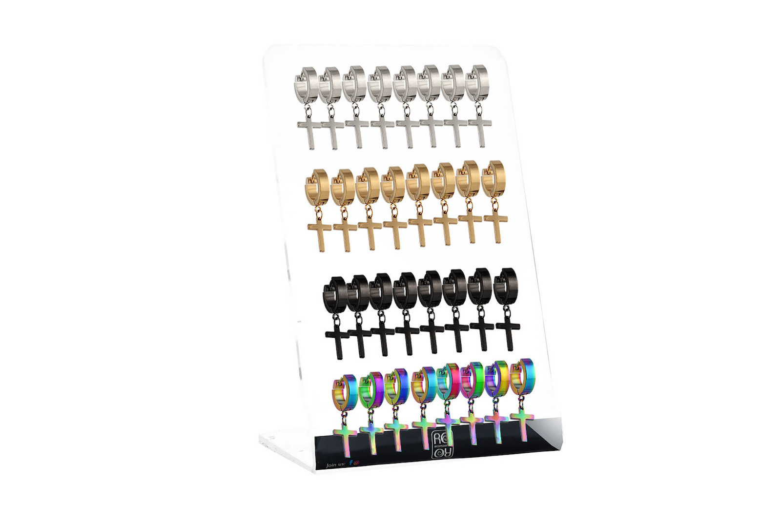 Ro-Ro Accessories Σκουλαρίκια Κρίκοι από Ατσάλι Πολύχρωμοι K215834 ...