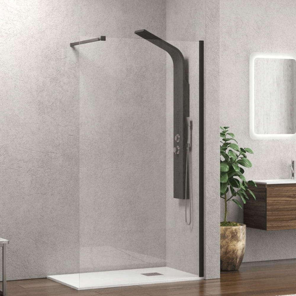 Karag Walkin 1 Σταθερό Πλαϊνό Ντουζιέρας 80x200cm Clear Glass Nero ...