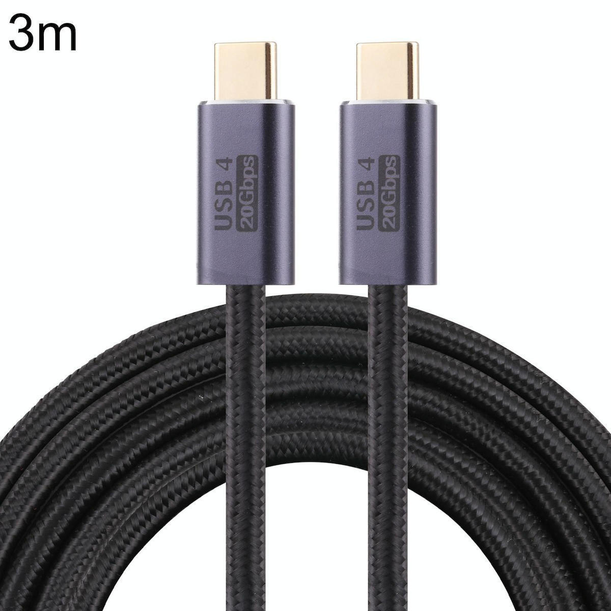 Braided USB 4 Cable USB-C male - USB-C Μαύρο 3m | Skroutz.gr