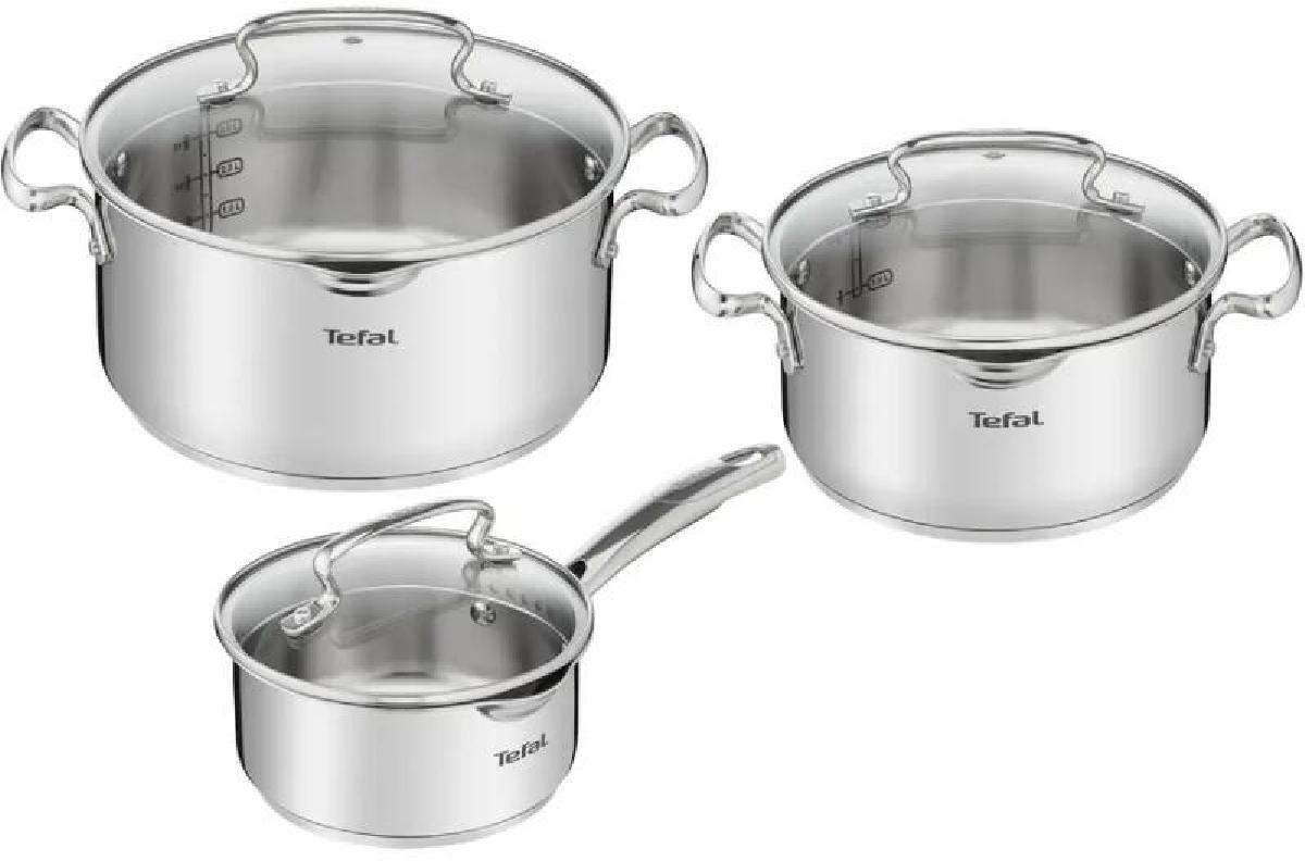 Tefal Duetto+ Pots Set of Stainless Steel with Non-stick Coating Silver ...
