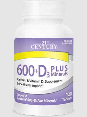21st Century Calcium 600mg + D3 Plus Minerals Calcium + Vitamin D3 ...
