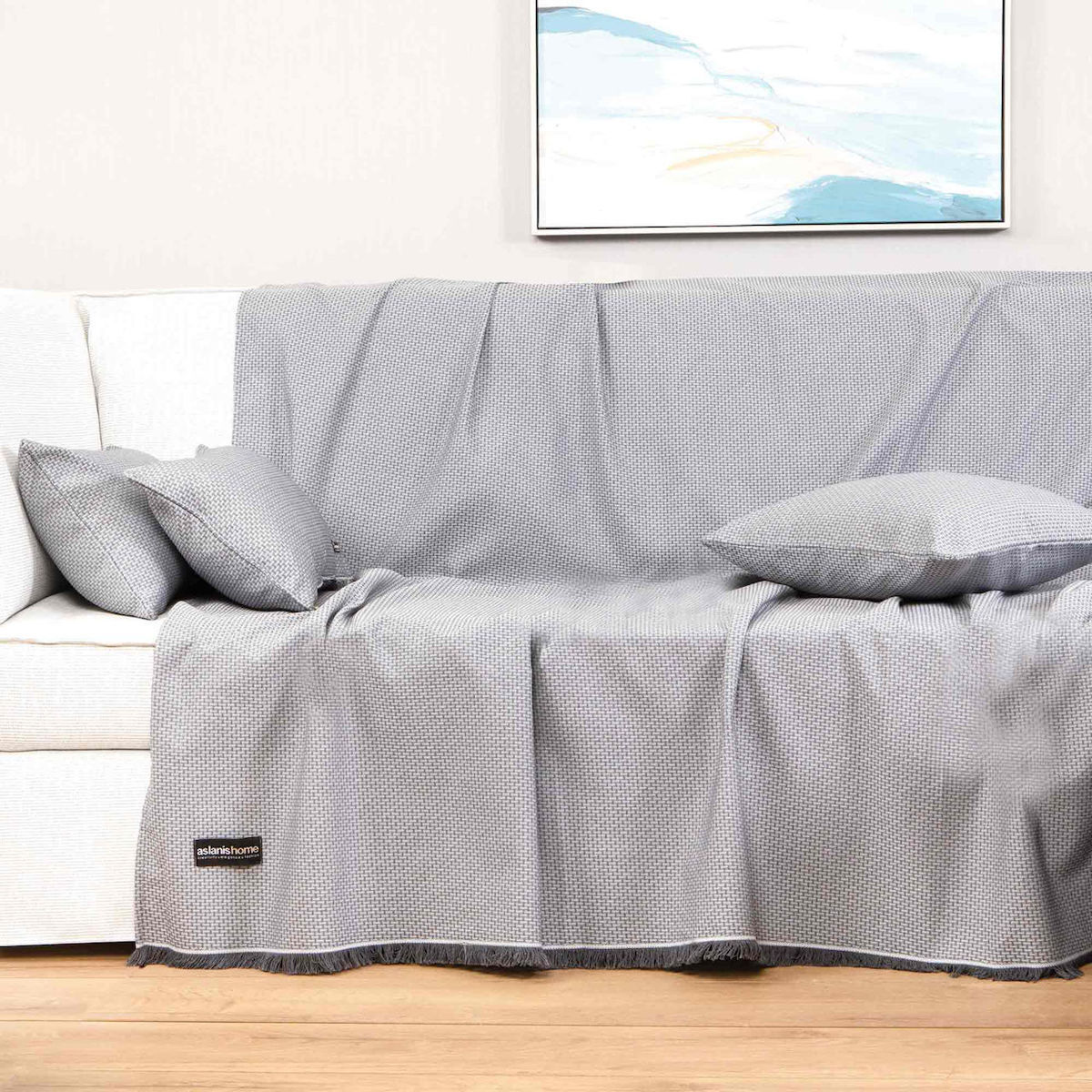 Aslanis Home Ριχτάρι Τριθέσιου Καναπέ Mellia 180x300εκ. Ανθρακί 723693 ...