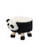 Round Children's Stool Panda Bear Design Textile Wood Black White Max ...