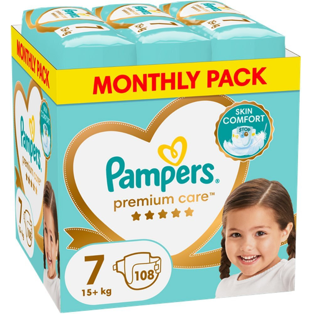 Pampers Πάνες με Αυτοκόλλητο Premium Care Monthly Pack No. 7 για 15+kg ...