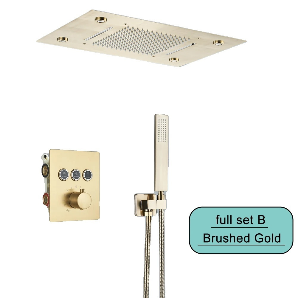 Embedded Ceiling Shower Set Rainfall Shower Head Led Light Feature Wall ...