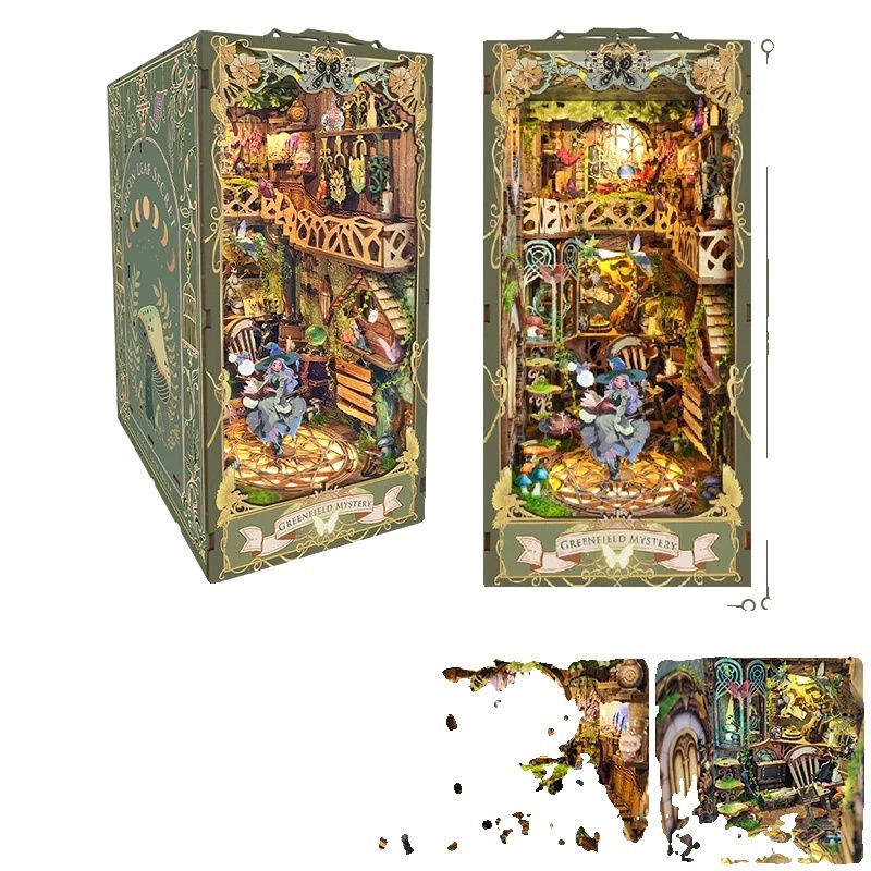 3d Wooden Puzzle Bookend Exquisite Model Kit Unique Sensor Light D ...