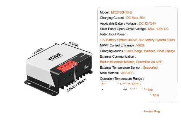 Mppt Solar Charge Controller 30a 40a 50a Charging Current Bluetooth ...