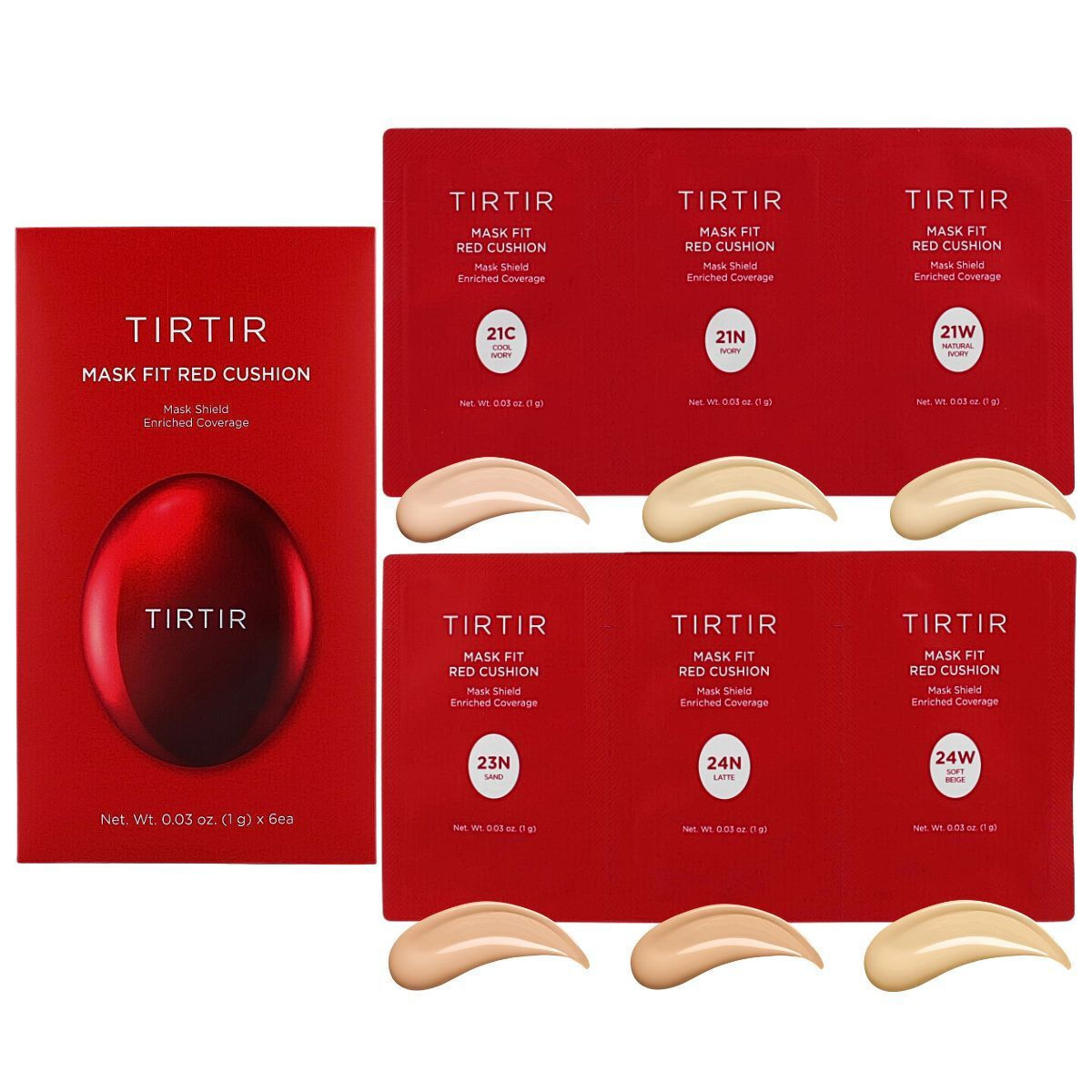 Tirtir Mask Fit Red Cushion 6 Shade Trial Kit 21c 21n 21w 23n 24n 24w Δείγμα Σετ Περιέχ | Skroutz.gr