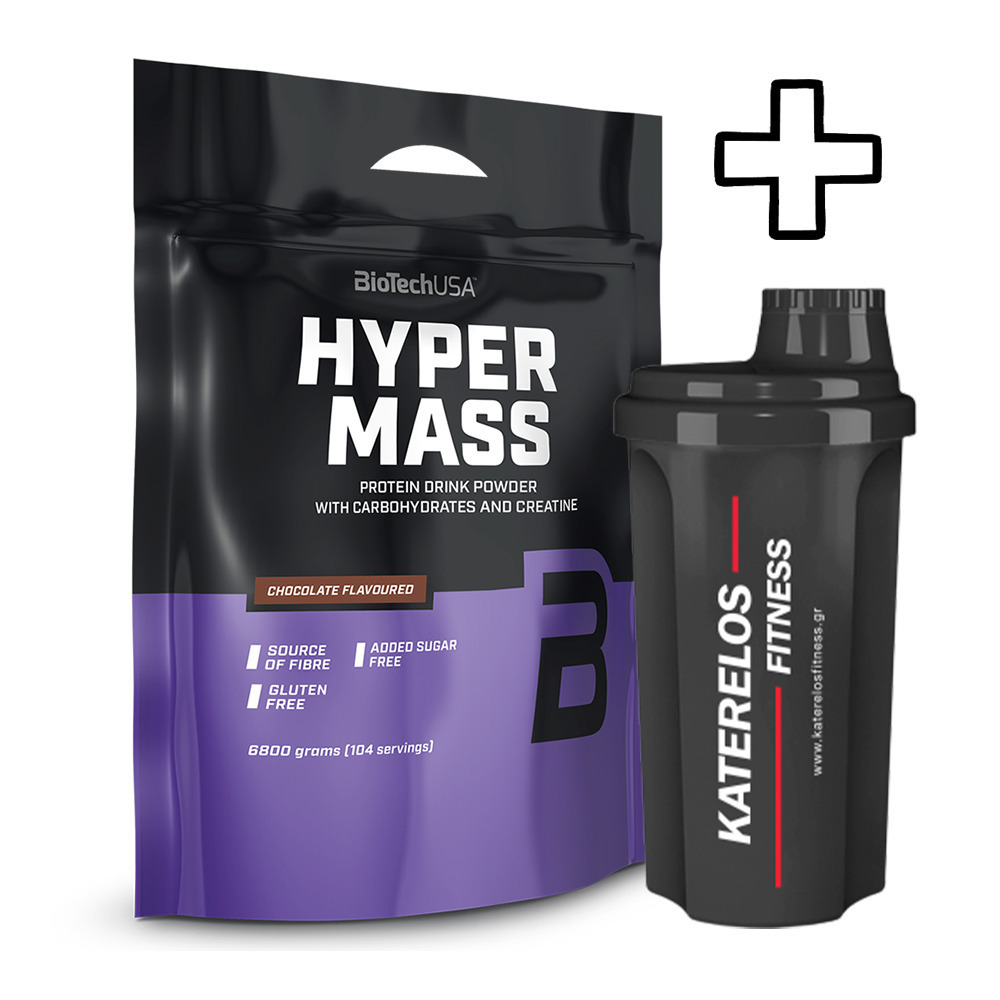 Biotech Usa Hyper Mass 6800g Chocolate & Katerelos Fitness Shaker 700ml ...