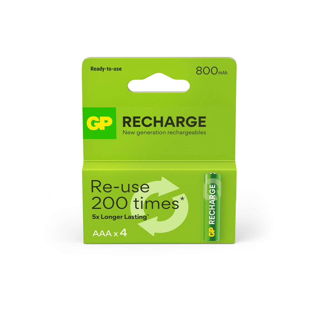 Gp Recharge Rechargeable Battery Size Aaa 800 Mah 4-pack Electronics ...