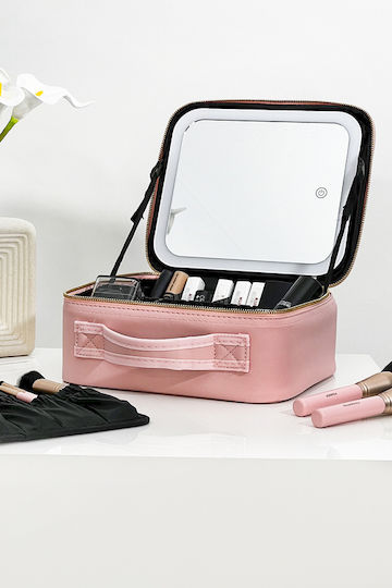 Trusă de machiaj reîncărcabilă cu oglindă LED roz | Skroutz Romania