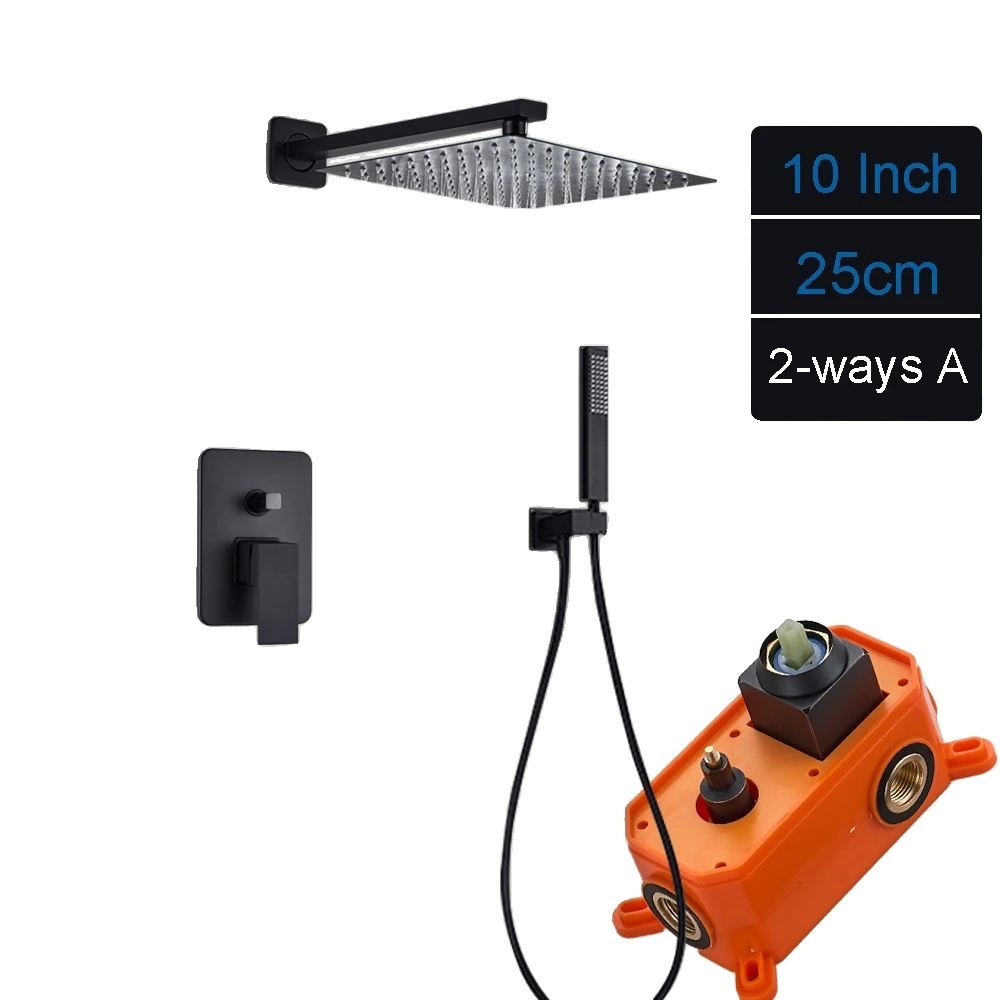 Embedded Wall Shower Faucet Matte Black Finish Multiple Shower Head ...