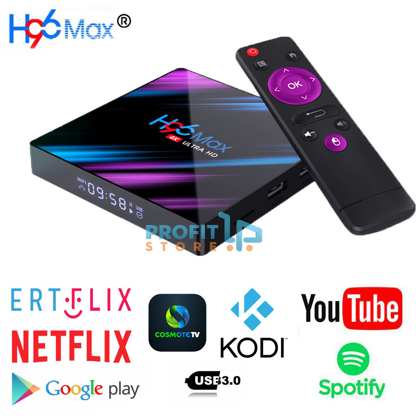 TV Box H96 Max 4K UHD με WiFi 4GB RAM και 64GB Αποθηκευτικό Χώρο με ...